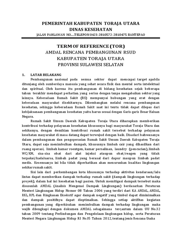 Kak Amdal Rsud Bag1 | PDF