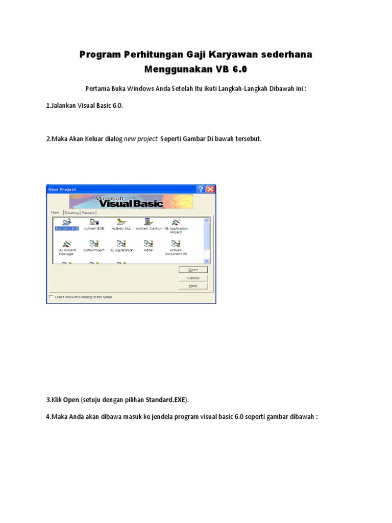 Program Perhitungan Gaji Karyawan Menggunakan VB 6 1 | PDF
