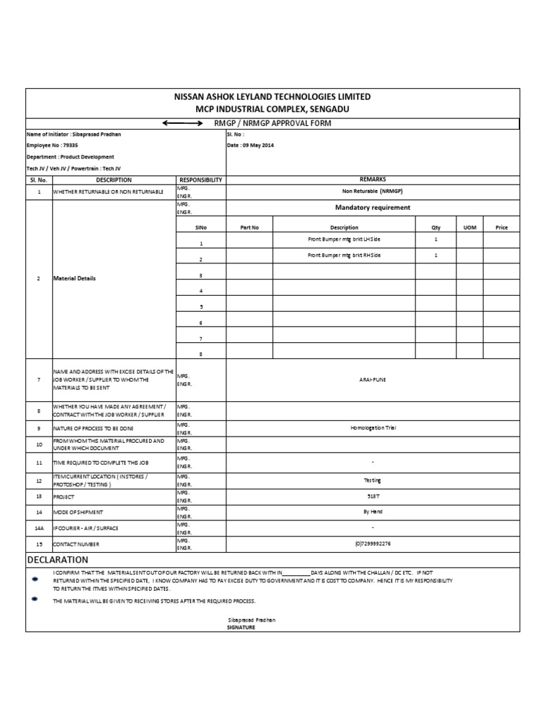 Manufacturing Process Checklist | PDF