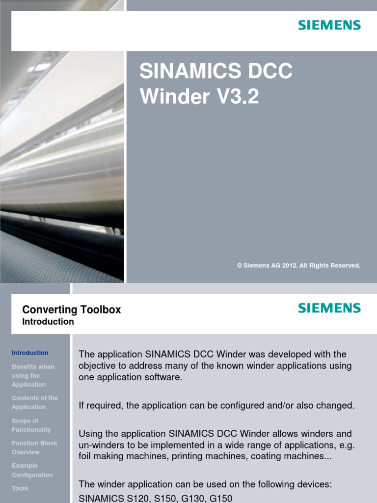 Slides - Sinamics DCC Winder - v3 2 0 PDF | PDF | Application Software | Gear