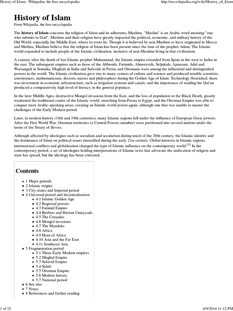 History of Islam - Wikipedia, The Free Encyclopedia PDF | PDF | Umar