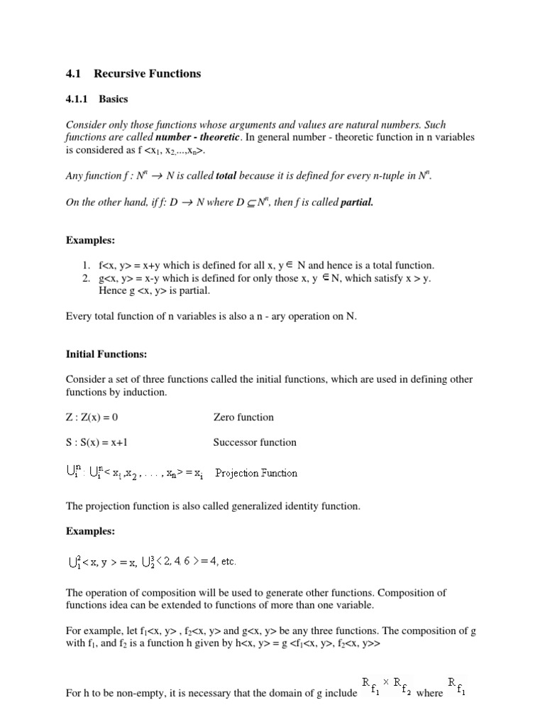 Recursive Functions | PDF | Function (Mathematics) | Variable (Mathematics)