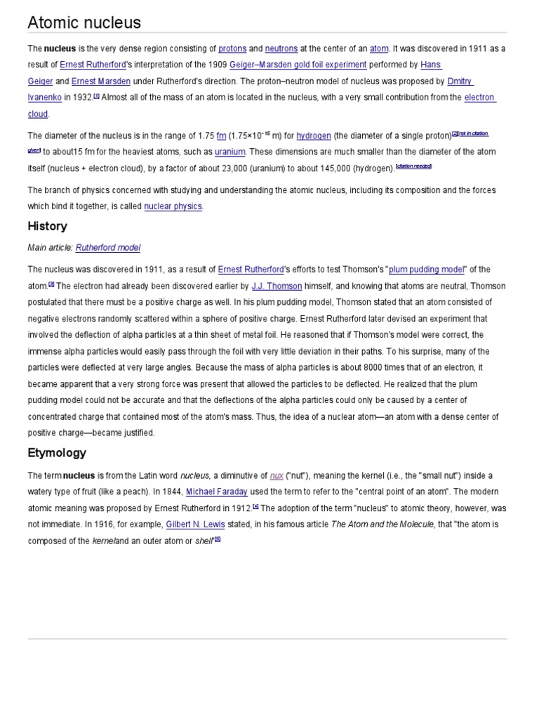 Atomic Nucleus | PDF | Atomic Nucleus | Neutron