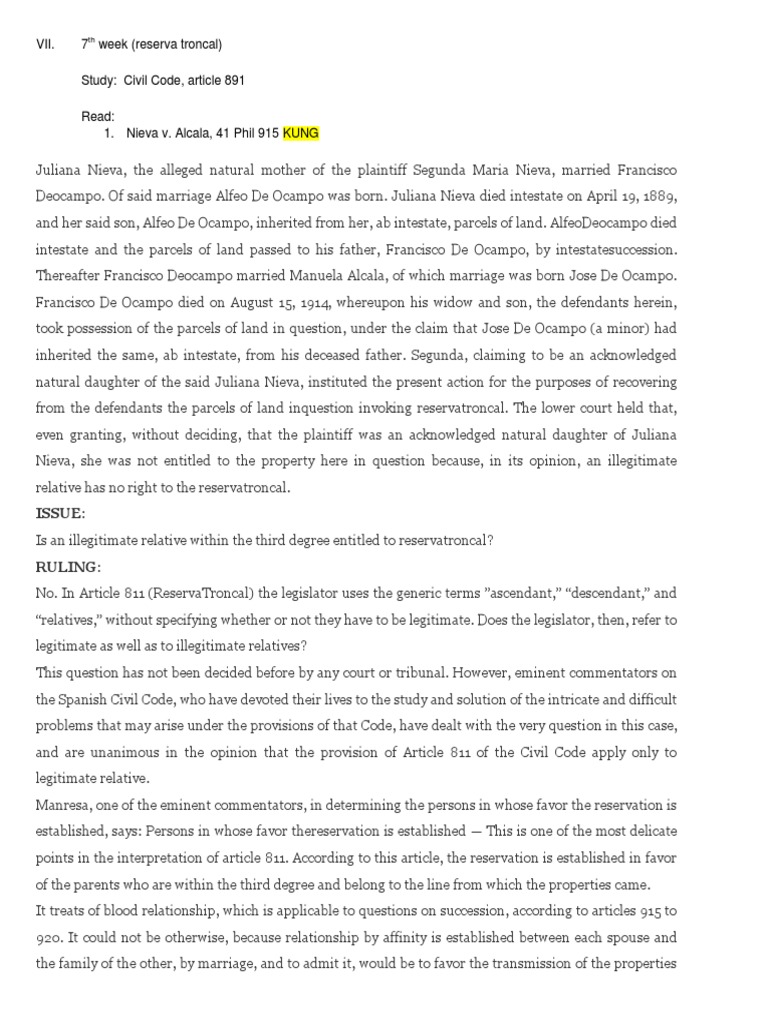 Reserva Troncal | PDF | Intestacy | Will And Testament