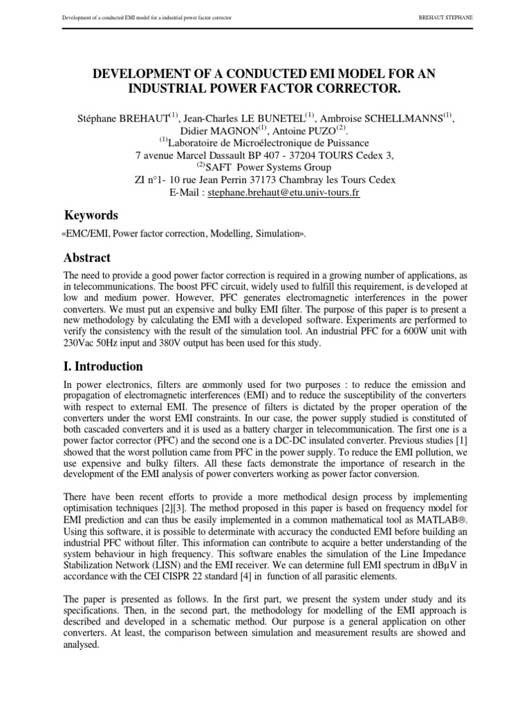 Development of A Conducted EMI Model For A Industrial Power | PDF ...