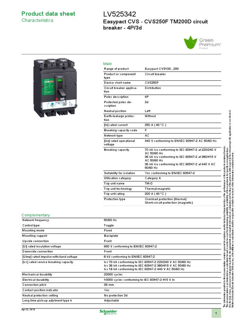 Circuit Breaker Specs for Engineers | PDF | Components | Electrical ...