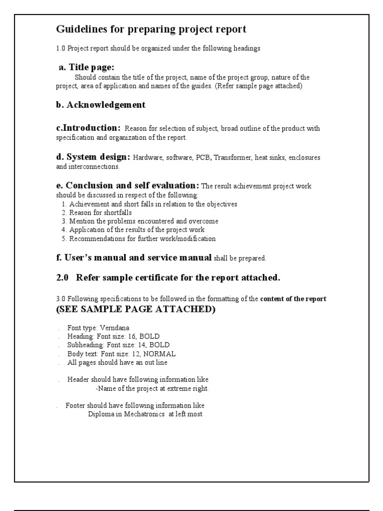 Guidelines For Preparing Project Report | PDF | Computing | Business