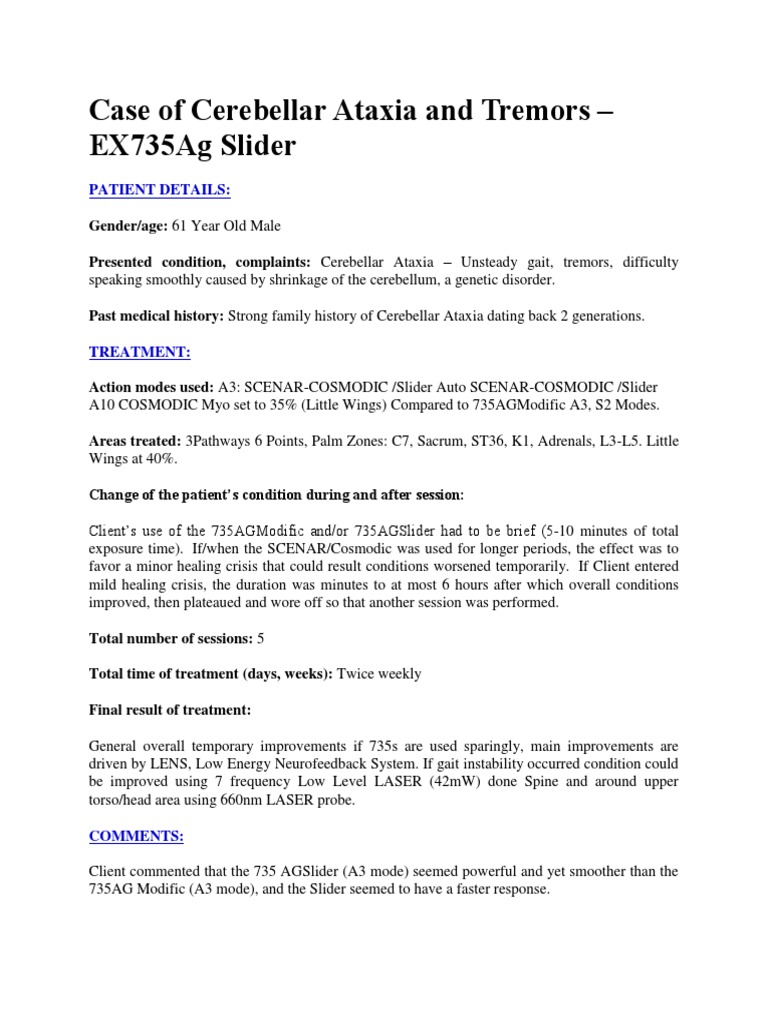 Case of Cerebellar Ataxia and Tremors | PDF | Cerebellum | Nervous System