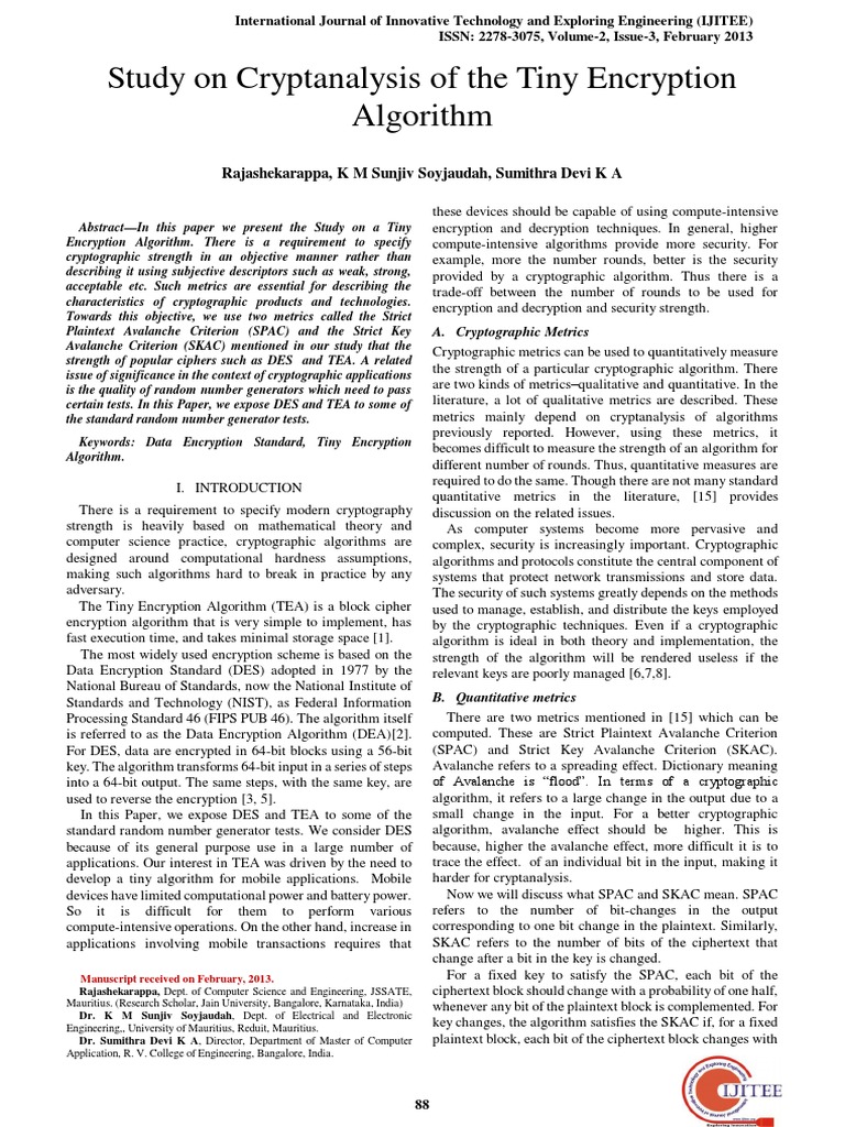 Xtea Analysis | PDF | Cryptography | Key (Cryptography)