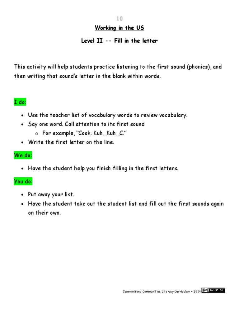 10working in The US Level II Fill in The Letter | PDF
