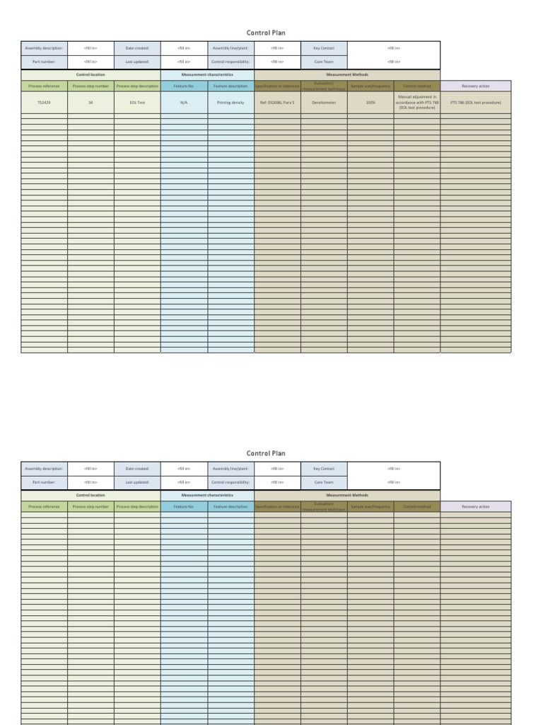 Control Plan: Control Location Measurement Characteristics Measurement ...
