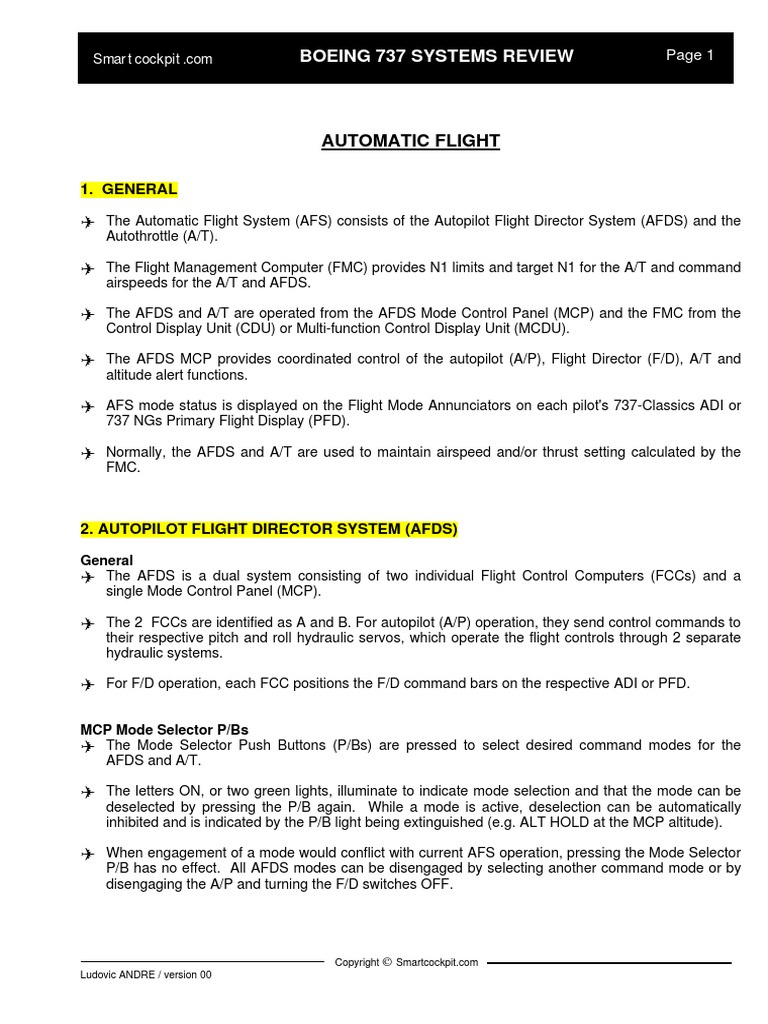 B737-Automatic Flight Systems Summary | PDF | Takeoff | Aerospace ...