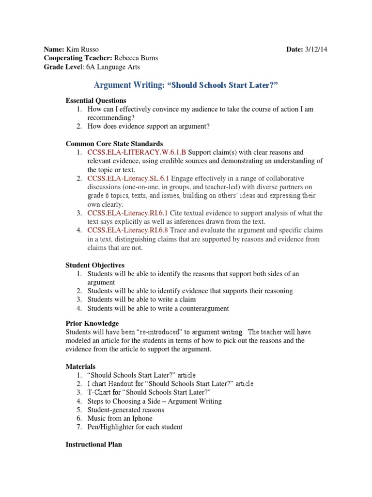 Group Work Argument Writing Lesson | PDF | Argument | Educational ...