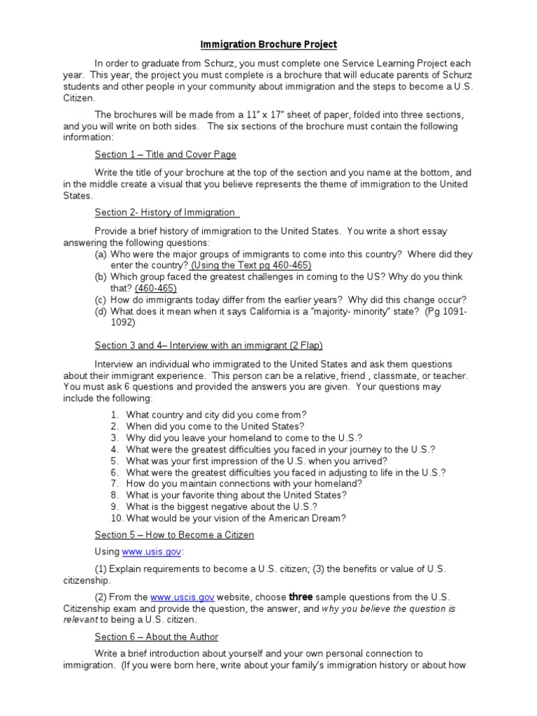 Immigration Brochure Project | PDF | Citizenship | Cognition