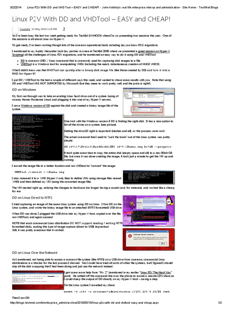 Linux P2V With DD and VHDTool - EASY and CHEAP! - John Kelbley's Real Life Enterprise Interop ...