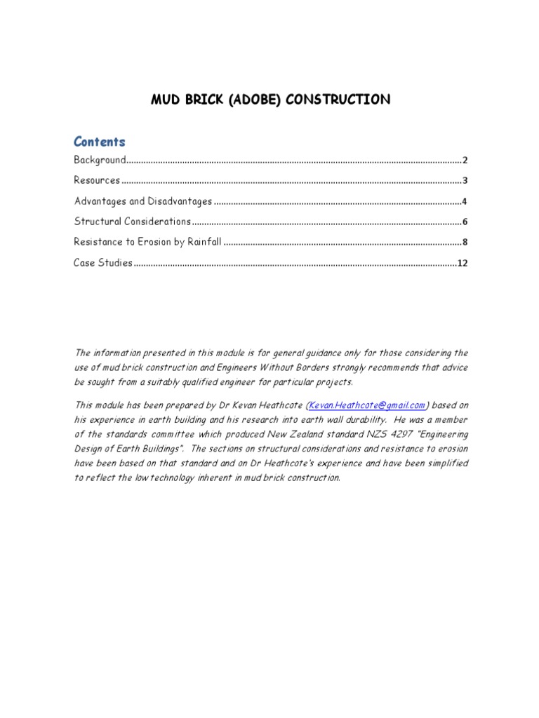 Adobe - Construction - V1 | PDF | Mud | Brick