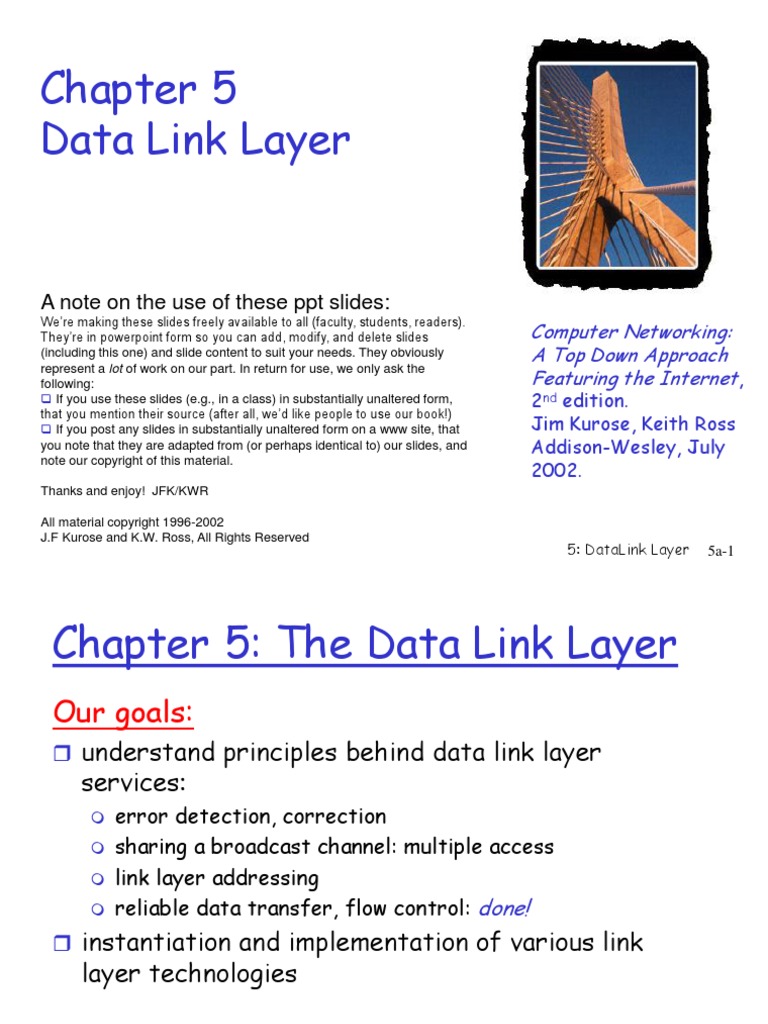 Data Link Layer: A Note On The Use of These PPT Slides | PDF | Asynchronous Transfer Mode ...