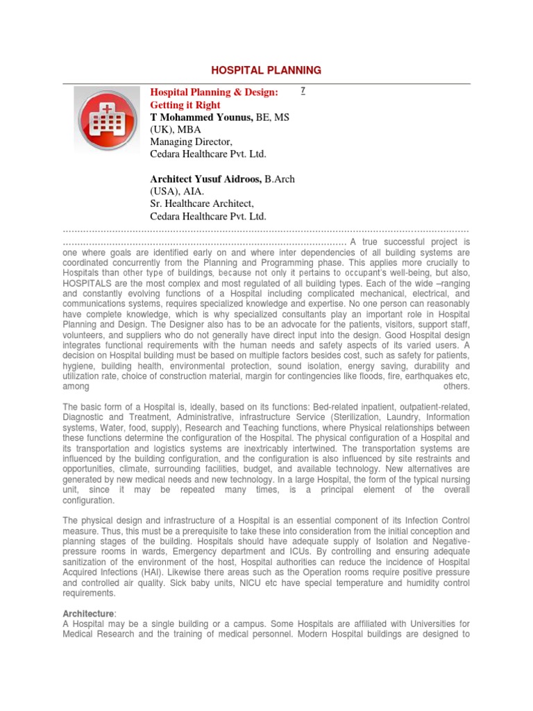 Hospital Planning | PDF | Hospital | Architect