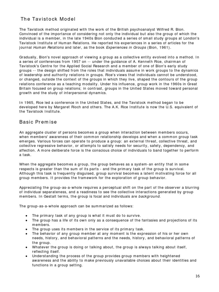 Tavistock Model Explained | PDF | Leadership | Consciousness