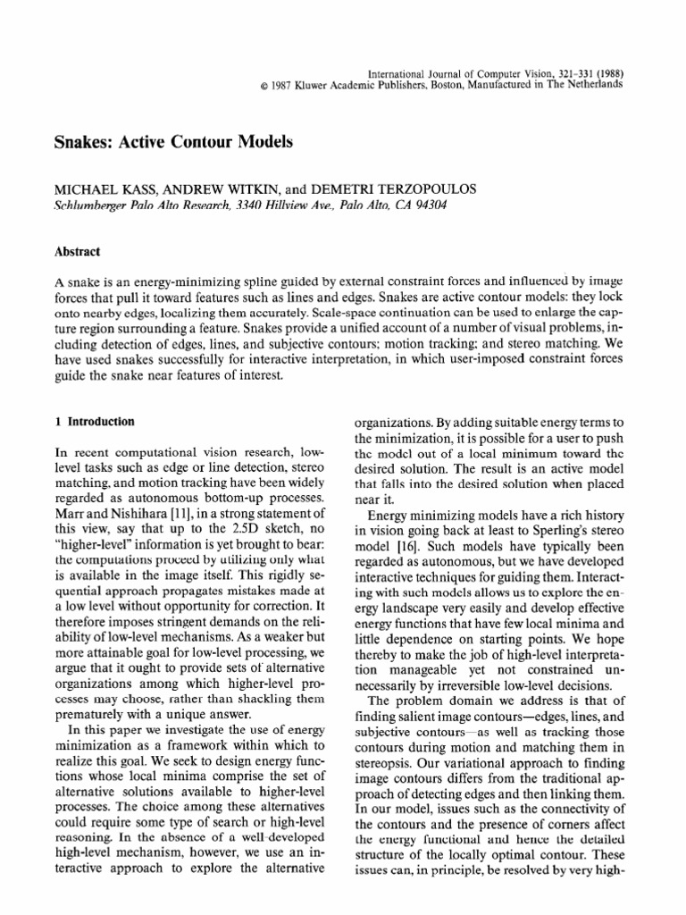 Snakes: Active Contour Model | PDF