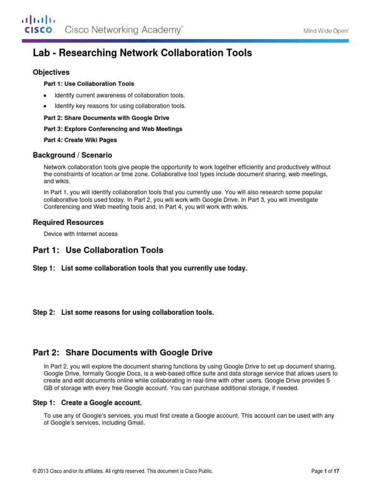1.1.1.8 Lab - Researching Network Collaboration Tools | PDF | Wiki ...