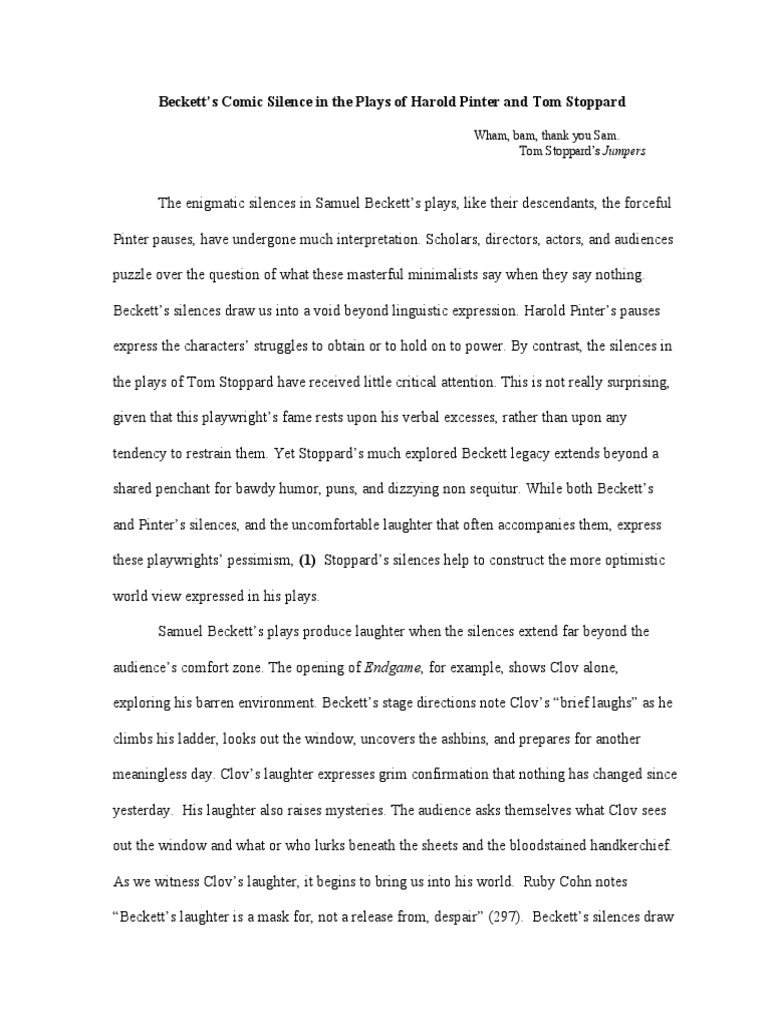 Becket Pinter Stoppard Silence | PDF | Samuel Beckett | Science