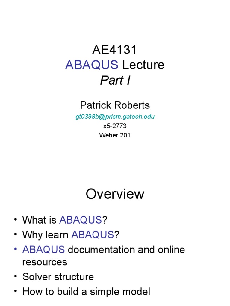 Ae4131 Abaqus Lecture 1 | PDF | Finite Element Method | Engineering
