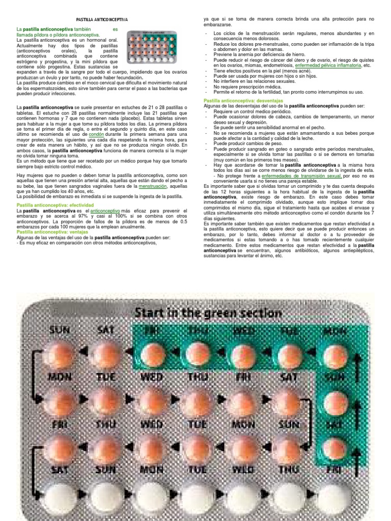 Pastilla Anticonceptiva | PDF | Píldora anticonceptiva oral combinada ...