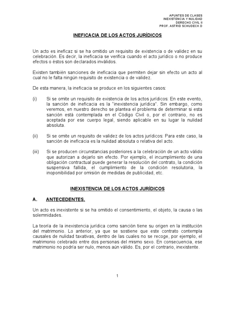 Ineficacia de Los Actos Juridicos | PDF | Instrumento jurídico | Nulo (ley)