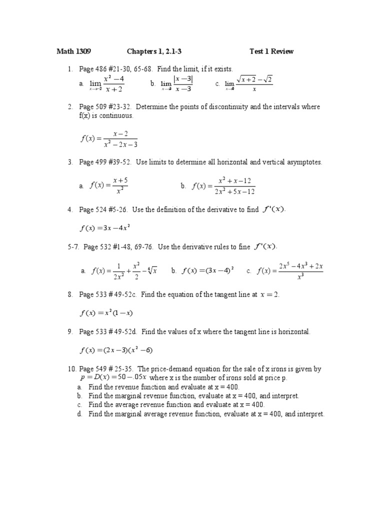 Math 1309 Test 1 Review Guide | PDF | Computers