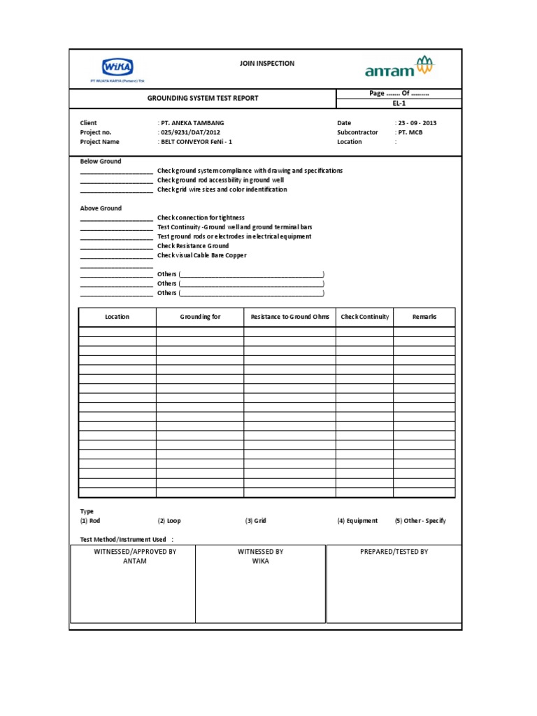 Electrical Inspection Form Rev 0 | PDF | Rectifier | Fuse (Electrical)