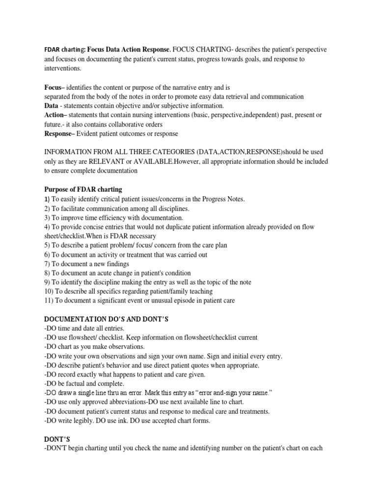 FDAR Charting | Patient | Information