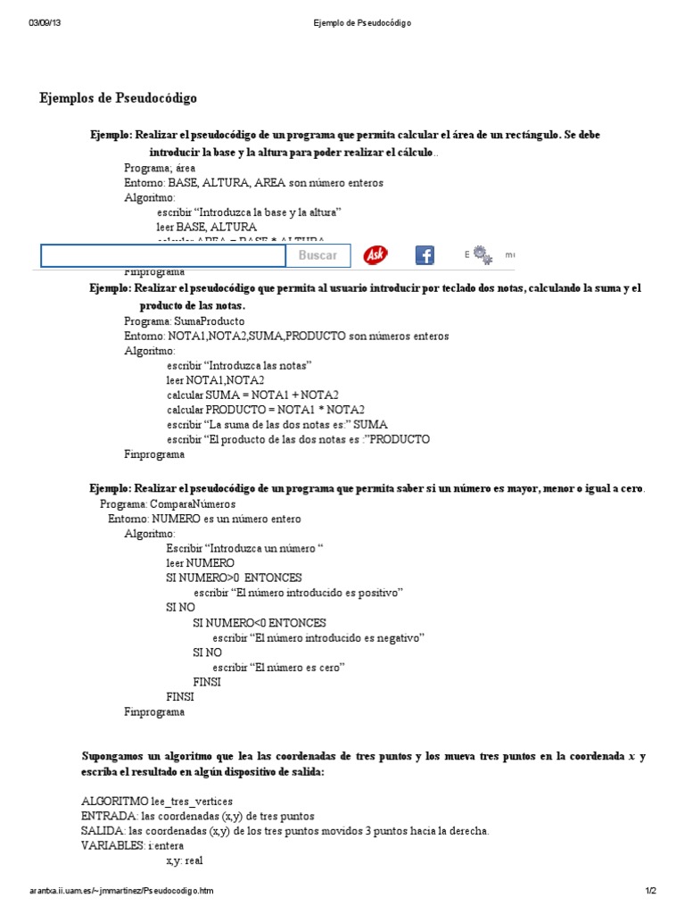 Ejemplo de Pseudocódigo | PDF | Algoritmos | Multiplicación