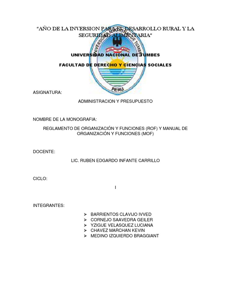 El Mof y Rof | PDF | Regulación | Planificación