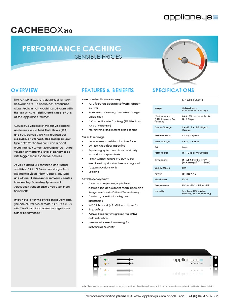 Cachebox 310 - Performance Caching | PDF | Cache (Computing) | Solid State Drive