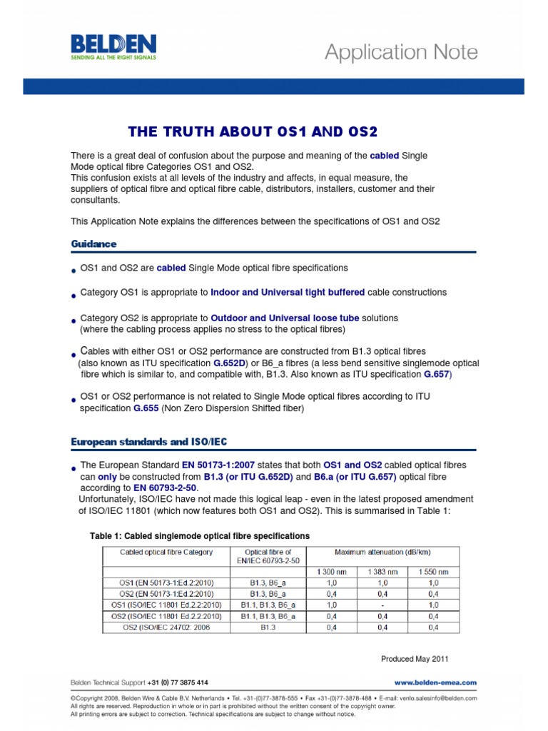 OS1 vs OS2 Optical Fibre Guide | PDF