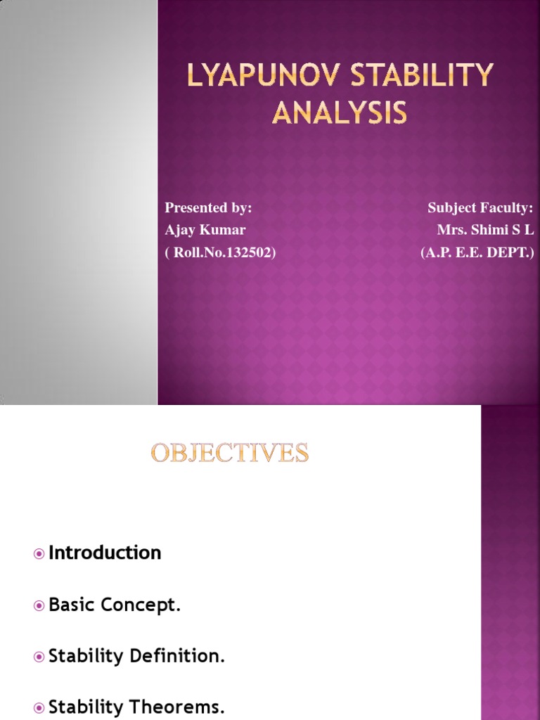 Lyapunov Stability Analysis | PDF | Stability Theory | Systems Theory