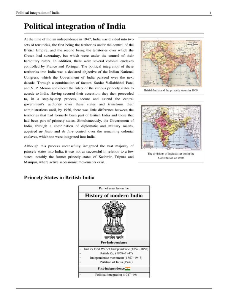 Political Integration of India | PDF | Kashmir | International Relations