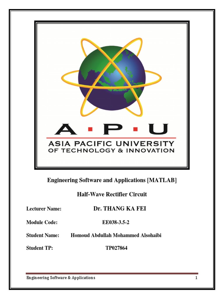 Half Wave Rectifier Circuit Simulation | PDF | Matlab | Electrical Network