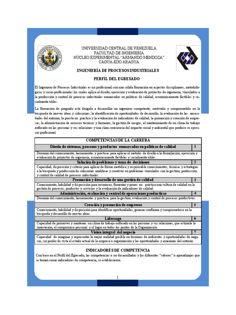 Perfil Del Ingeniero De Procesos Industriales Pdf Ingeniería Diseño