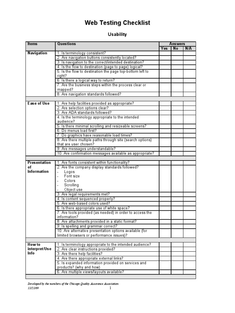 Web Testing Checklist: Usability | PDF | Computer Security | Security