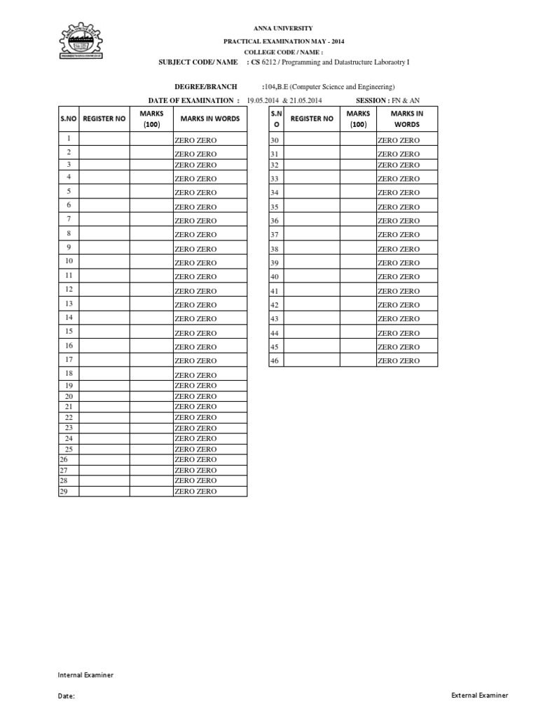 Dummy Practical MARKSHEET | PDF