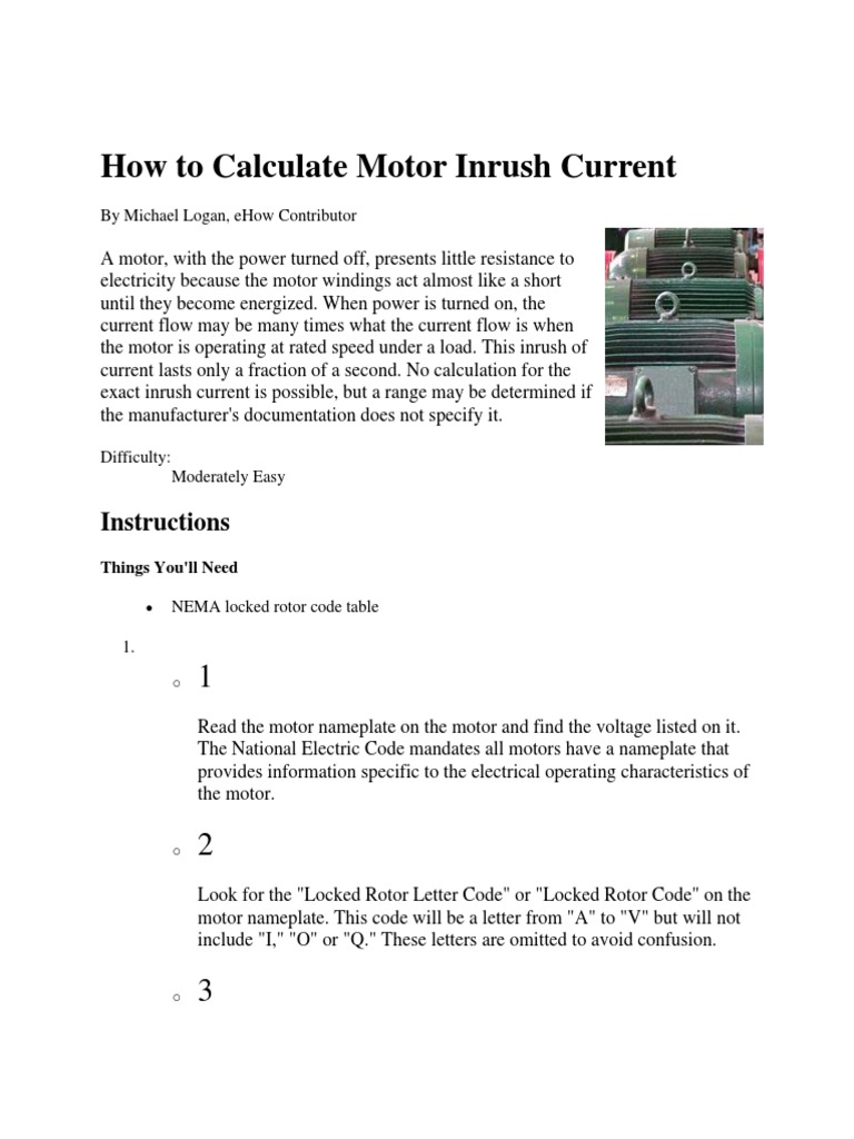 How To Calculate Motor Inrush Current | Download Free PDF | Voltage ...