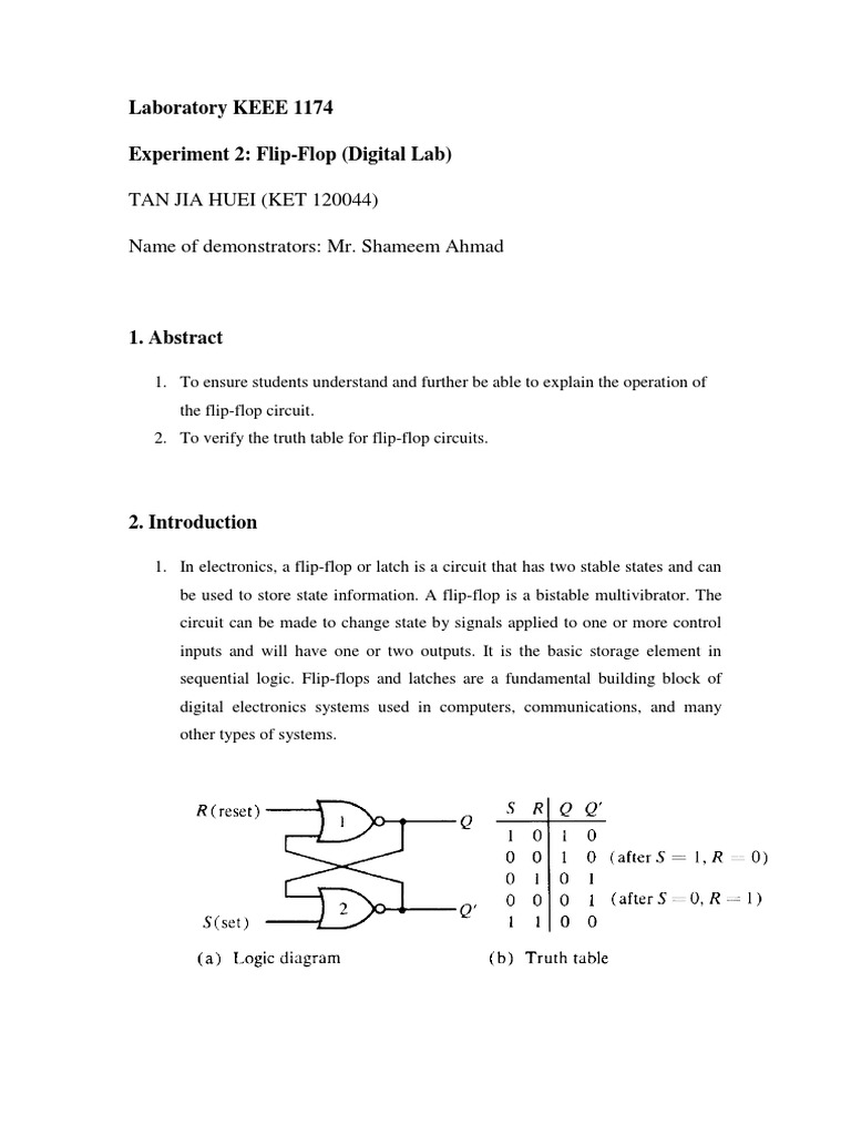 Report 1 (D2, Digital) | PDF | Computer Data | Electronic Engineering