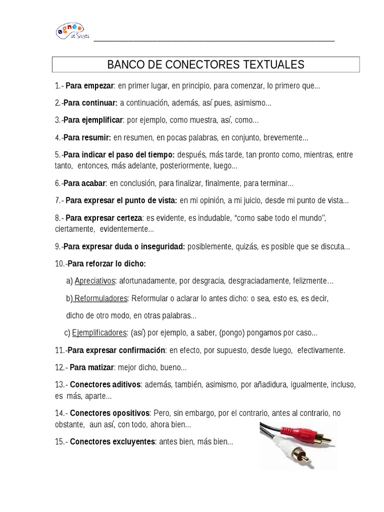 Banco de Conectores Textuales | PDF