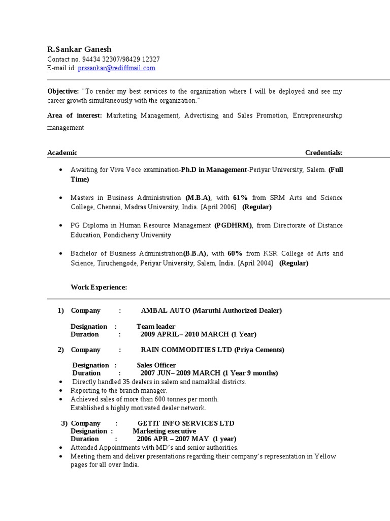 Sankar Resume TC | PDF | Business