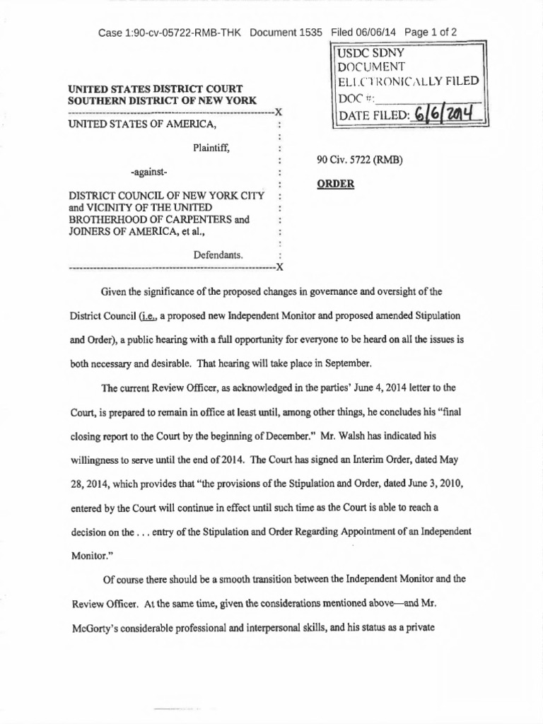 Order Issued Today by Judge Berman | PDF