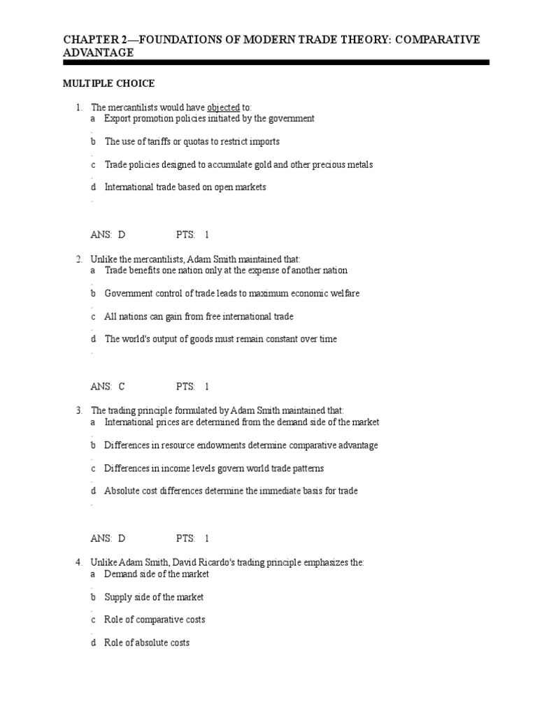 Comparative Advantage in Trade Theory | PDF | Terms Of Trade ...