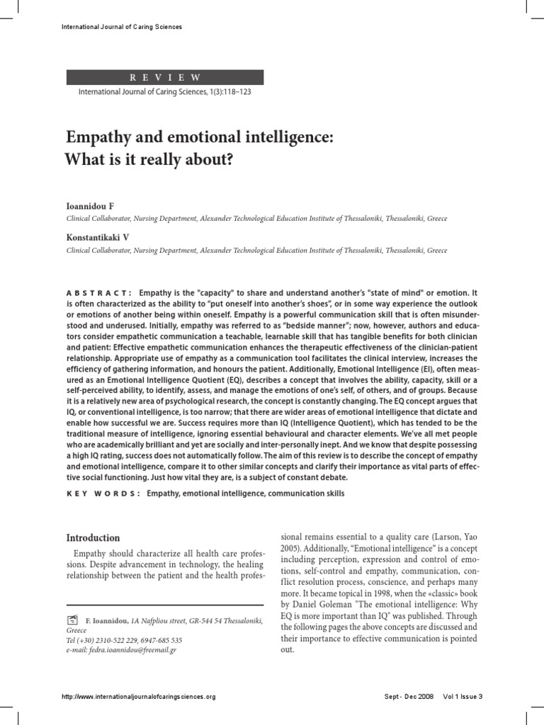 Empathy and Emotional Intelligence PDF | Download Free PDF | Empathy ...