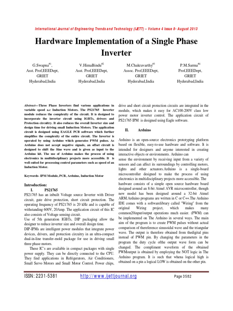 Hardware Implementation of A Single Phase Inverter | PDF | Power ...